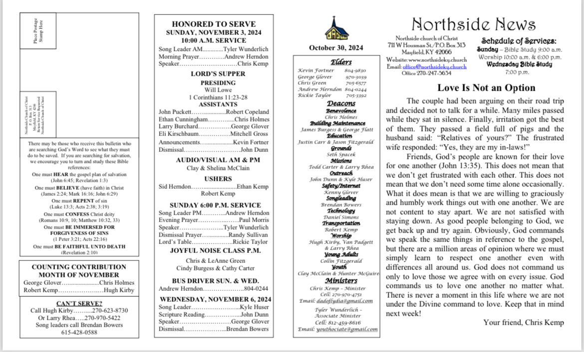 Northside News 11-03-2024 - Northside Church of Christ