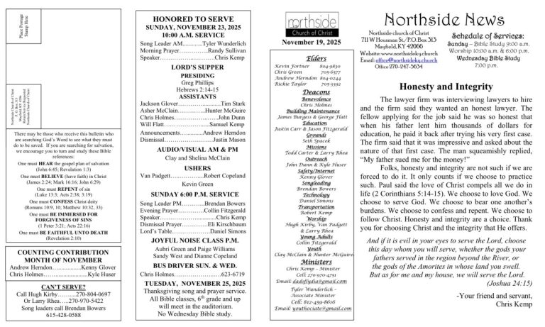 Northside News 11-23-2025 - Northside Church of Christ